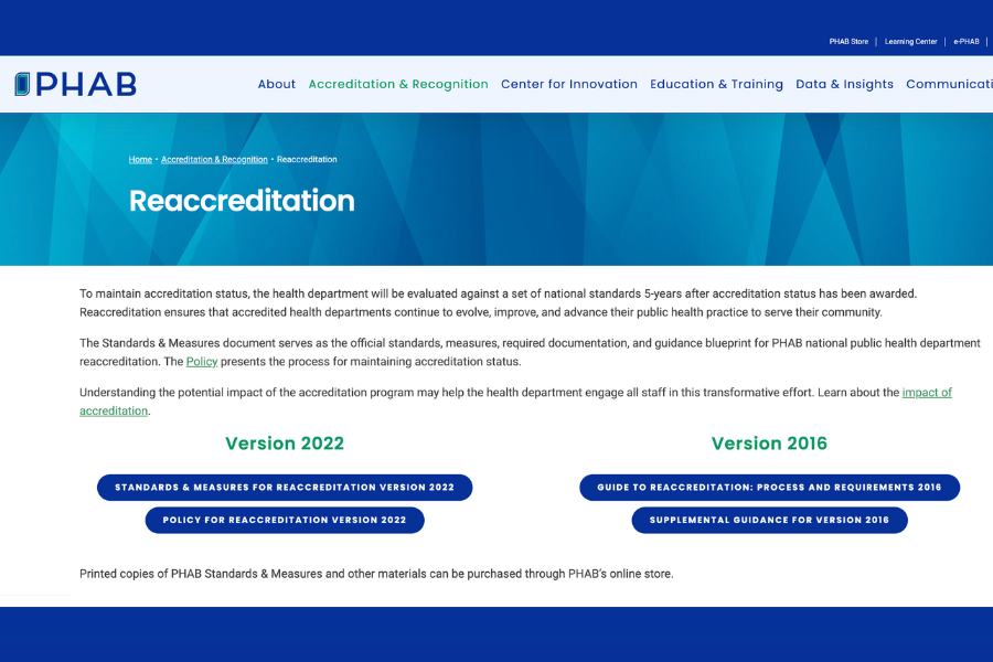 Reaccreditation Resources - Public Health Infrastructure Grant