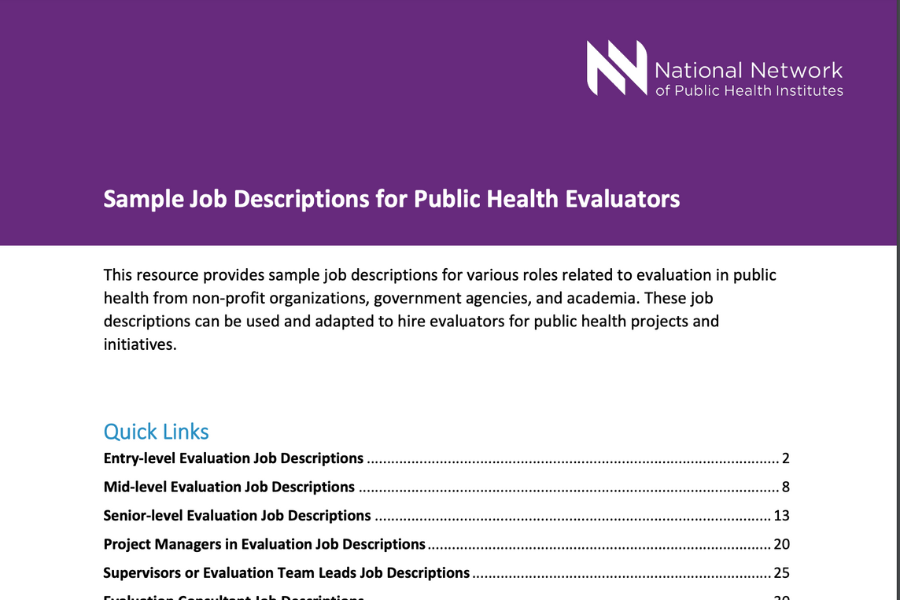 Sample Job Descriptions for Public Health Evaluators - Public Health ...