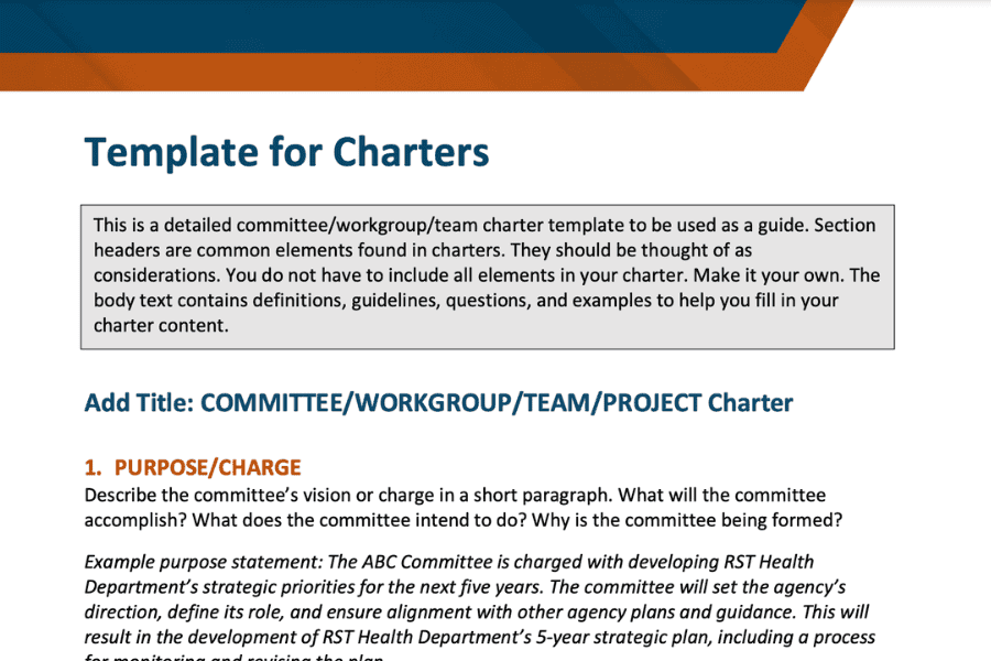 Charter Template and Guide - Public Health Infrastructure Grant